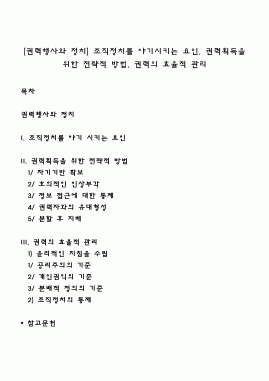 [권력행사와 정치] 조직정치를 야기시키는 요인 권력획득을 위한 전략적 방법 권력의 효율적 관리-1페이지