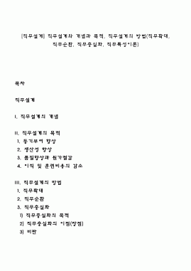 [직무설계] 직무설계와 개념과 목적 직무설계의 방법(직무확대 직무순환 직무충실화 직무특성이론)-1페이지