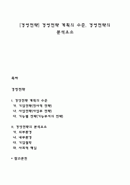 [경영전략] 경영전략 계획의 수준 경영전략의 분석요소-1페이지