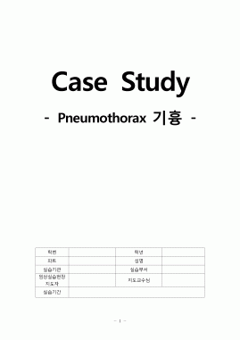 기흉 케이스 (기흉 기흉 케이스 스터디 기흉 CASE 기흉 간호과정)-1페이지