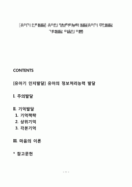 [유아기 인지발달] 유아의 정보처리능력 발달(유아기 주의발달 기억발달 마음의 이론)-1페이지