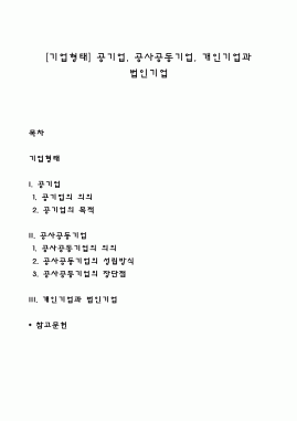 [기업형태] 공기업 공사공동기업 개인기업과 법인기업-1페이지