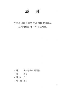 한국어 다층적 의미장의 예를 찾아보고 도식적으로 제시하여 보시오-1페이지