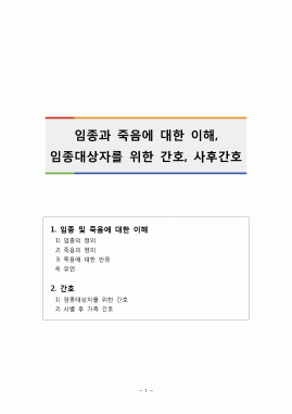 임종과 죽음에 대한 이해 임종대상자를 위한 간호 사후간호-1페이지