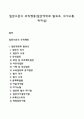 집단수준의 조직행동(집단역학과 팀워크 의사소통 리더십)-1페이지