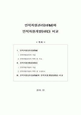 [보고서] 인적자원관리(HRM)와 인적자원개발(HRD) 비교-1페이지