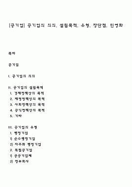 [공기업] 공기업의 의의 설립목적 유형 장단점 민영화-1페이지