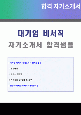 [2020년 비서 자기소개서 + 이력서양식] 대기업 비서 자기소개서 합격예문 + 이력서 (비서직 합격자소서 전문비서 임원비서 취업 지원동기 자기소개서샘플)-1페이지