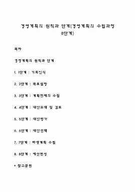 경영계획의 원칙과 단계(경영계획의 수립과정 8단계)-1페이지