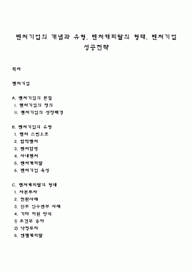 벤처기업의 개념과 유형 벤처캐피탈의 형태 벤처기업 성공전략-1페이지