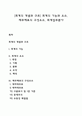 [회계의 개념과 구조] 회계의 기능과 요소 재무제표의 구성요소 회계업무분야-1페이지