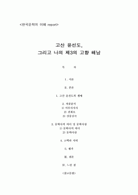 한국문학의 이해 - 고산 윤선도 그리고 나의 제3의 고향 해남-1페이지