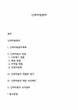 인적자원관리계획 인적자원의 충원 인적자원의 개발과 평가-1페이지