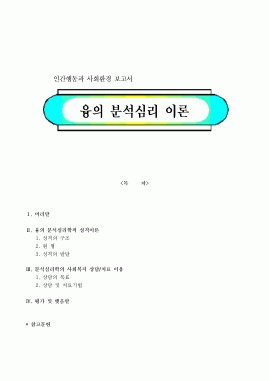 인간 행동과 사회환경 보고서 - 융의 분석심리 이론-1페이지