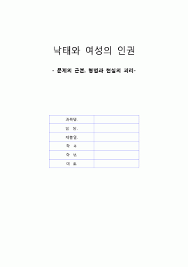 낙태와 여성의 인권 - 문제의 근본 형법과 현실의 괴리-1페이지