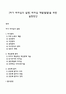 [자기 리더십의 실천] 리더십 개발(발달)을 위한 실천방안-1페이지