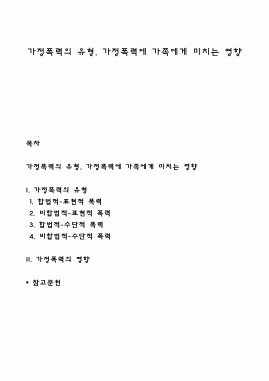 가정폭력의 유형 가정폭력에 가족에게 미치는 영향-1페이지