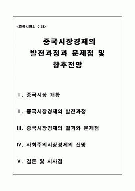 글로벌 중국 시장의 이해 - 중국시장경제의 발전과정과 문제점 및 향후전망-1페이지