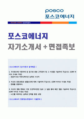 (포스코에너지 자기소개서) 2019년 포스코에너지 공채 자기소개서 합격예문 + 면접족보 [포스코에너지 자기소개서 포스코에너지 자소서포스코에너지 자기소개서샘플 포스코에너지자기소개서)-1페이지