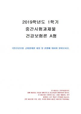 2019년 1학기 건강보험론 중간시험과제물 A형(국민건강보험 급여형태별 내용 및 현황)-1페이지