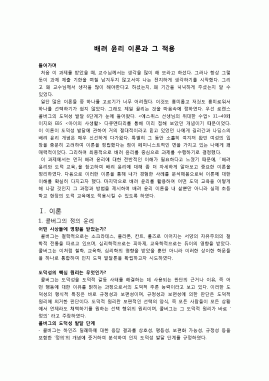 배려 윤리 이론과 그 적용 - 콜버그의 정의윤리-1페이지