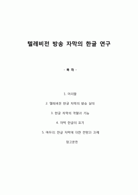 텔레비전 방송 자막의 한글 연구 - 방송 실태 역할과 기능 표기 전망과 과제-1페이지