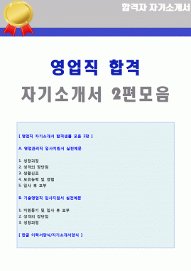 (영업직 자기소개서 2편모음 + 이력서양식) 대기업 영업직 자기소개서 합격예문 모음 2편 + 이력서양식 [영업직자기소개서 영업직 자기소개서 영업관리직 자기소개서 영업직 자기소개서]-1페이지