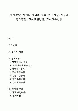 [정서발달] 정서의 개념과 구조 정서지능 아동의 정서발달 정서표현방법 정서교육방법-1페이지