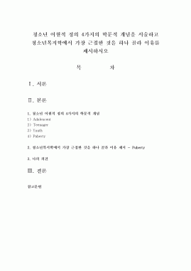 청소년 어원적 정의 4가지의 학문적 개념을 서술하고 청소년복지학에서 가장 근접한 것을 하나 골라 이유를 제시하시오-1페이지