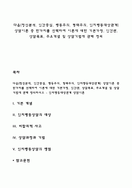 다음(정신분석 인간중심 행동주의 형태주의 인지행동대상관계) 상담이론 중 한가지를 선택하여 이론에 대한 기본가정 인간관 상담목표 주요개념 및 상담기법에 관해 정리-1페이지