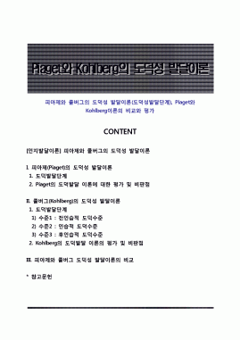 피아제와 콜버그의 도덕성 발달이론(도덕성발달단계) Piaget와 Kohlberg이론의 비교와 평가-1페이지