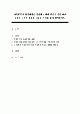 가족규칙의 형성과정을 설명하고 현재 본인의 가족 내에 설정된 규칙의 종류와 내용을 사례와 함께 설명하시오-1페이지