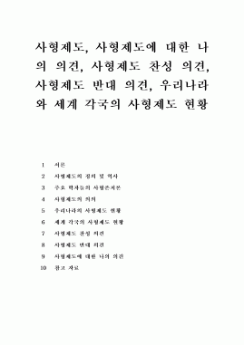 사형제도 사형제도에 대한 나의 의견 사형제도 찬성 의견 사형제도 반대 의견 우리나라와 세계 각국의 사형제도 현황-1페이지