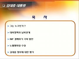 김대중 대통령대북정책과 남북관계IMF 경제위기노벨평화상 수상김대중 정부-1페이지