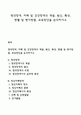 청각장애 지체 및 건강장애의 개념 원인 특성 판별 및 평가방법 교육방안을 논의하시오-1페이지