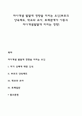 자아개념 발달에 영향을 미치는 요인(부모의 양육태도 학교와 교사 또래관계가 아동의 자아개념발달에 미치는 영향)-1페이지