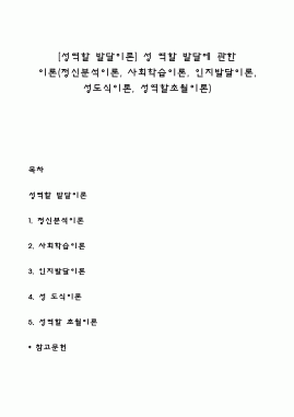 [성역할 발달이론] 성 역할 발달에 관한 이론(정신분석이론 사회학습이론 인지발달이론 성도식이론 성역할초월이론)-1페이지