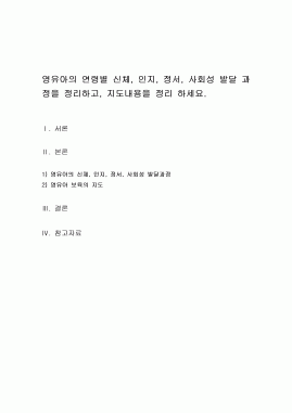 영유아의 연령별 신체 인지 정서 사회성 발달 과정을 정리하고 지도내용을 정리 하세요-1페이지