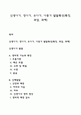 신생아기 영아기 유아기 아동기 발달특성(특징 과업 과제)-1페이지