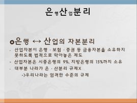 은행산업분리산업의 자본분리은산분리 찬성금융자본의 사금고화오너지배 은행의 위험성-1페이지