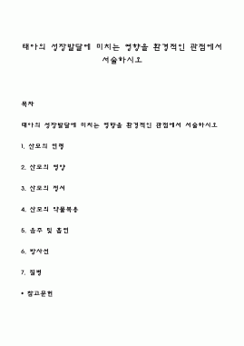 태아의 성장발달에 미치는 영향을 환경적인 관점에서 서술하시오-1페이지