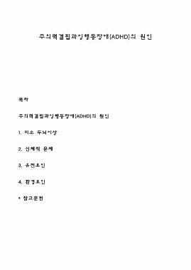 [인문과학] 주의력결핍과잉행동장애(ADHD)의 원인-1페이지