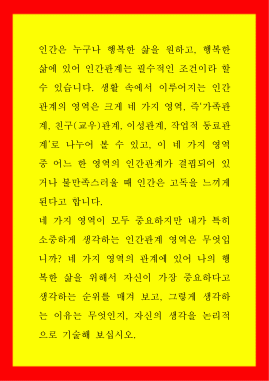 인간관계론 ) 인간은 누구나 행복한 삶을 원하고 행복한 삶에 있어 인간관계는 필수적인 조건이라 할 수 있습니다-1페이지