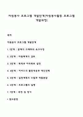 자원봉사 프로그램 개발단계(자원봉사활동 프로그램 개발과정)-1페이지