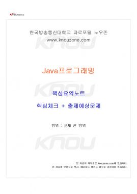 2019년 1학기 Java프로그래밍 교재전범위 핵심요약노트-1페이지