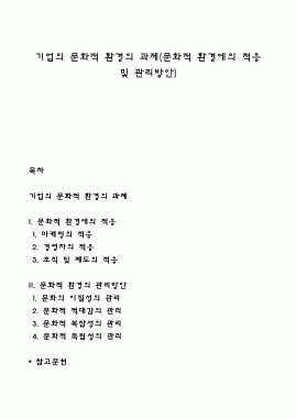 기업의 문화적 환경의 과제(문화적 환경에의 적응 및 관리방안)-1페이지