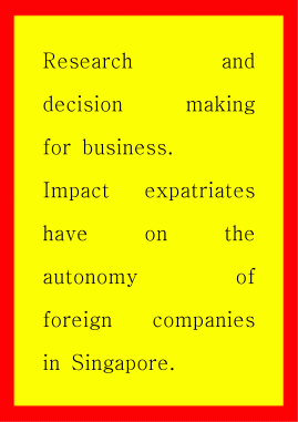 research and desicion making for business ) Impact expatriates have on the autonomy of foreign companies in Singapore-1페이지