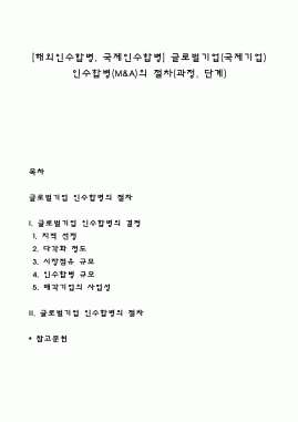 [해외인수합병 국제인수합병] 글로벌기업(국제기업) 인수합병(M&A)의 절차(과정 단계)-1페이지