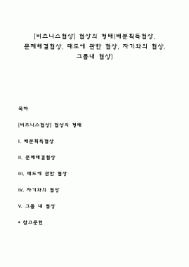 [비즈니스협상] 협상의 형태(배분획득협상 문제해결협상 태도에 관한 협상 자기와의 협상 그룹내 협상)-1페이지