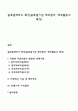 글로벌재무의 특징(글로벌기업 재무관리 재무활동의 특징)-1페이지